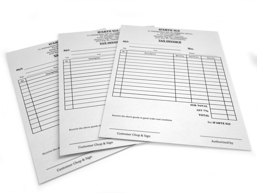Affordable Invoice Books Printing Singapore | Carbonless NCR Form