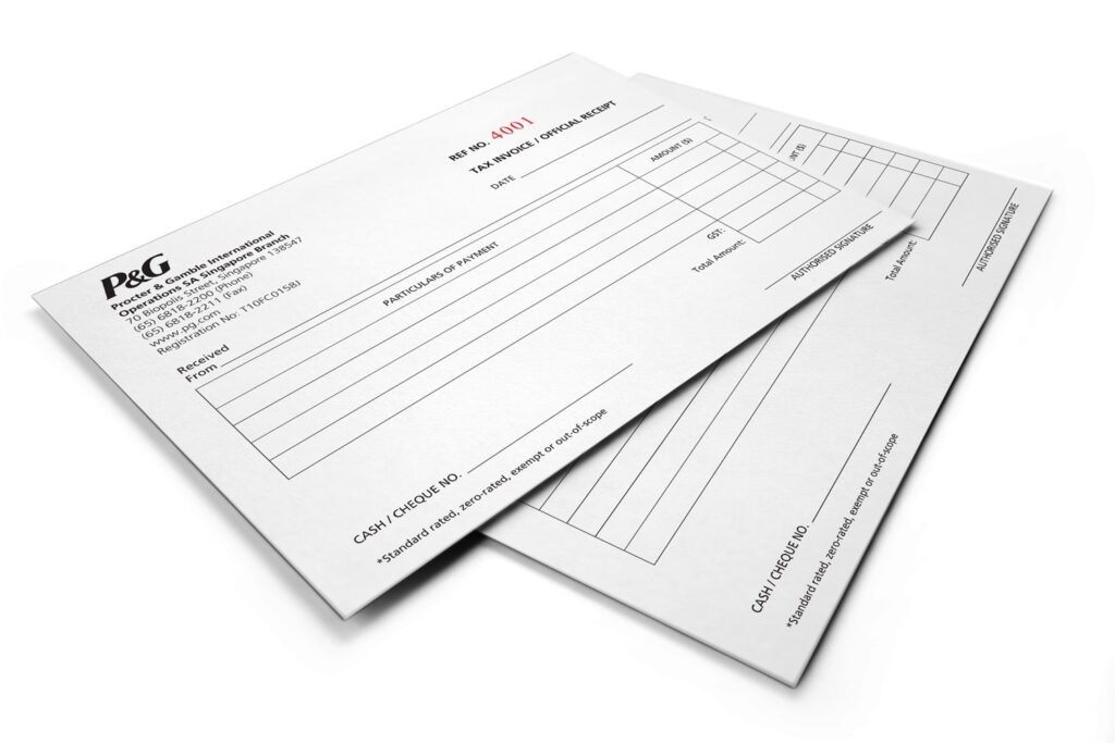 Affordable Receipt Books Printing Singapore | Carbonless NCR Receipts